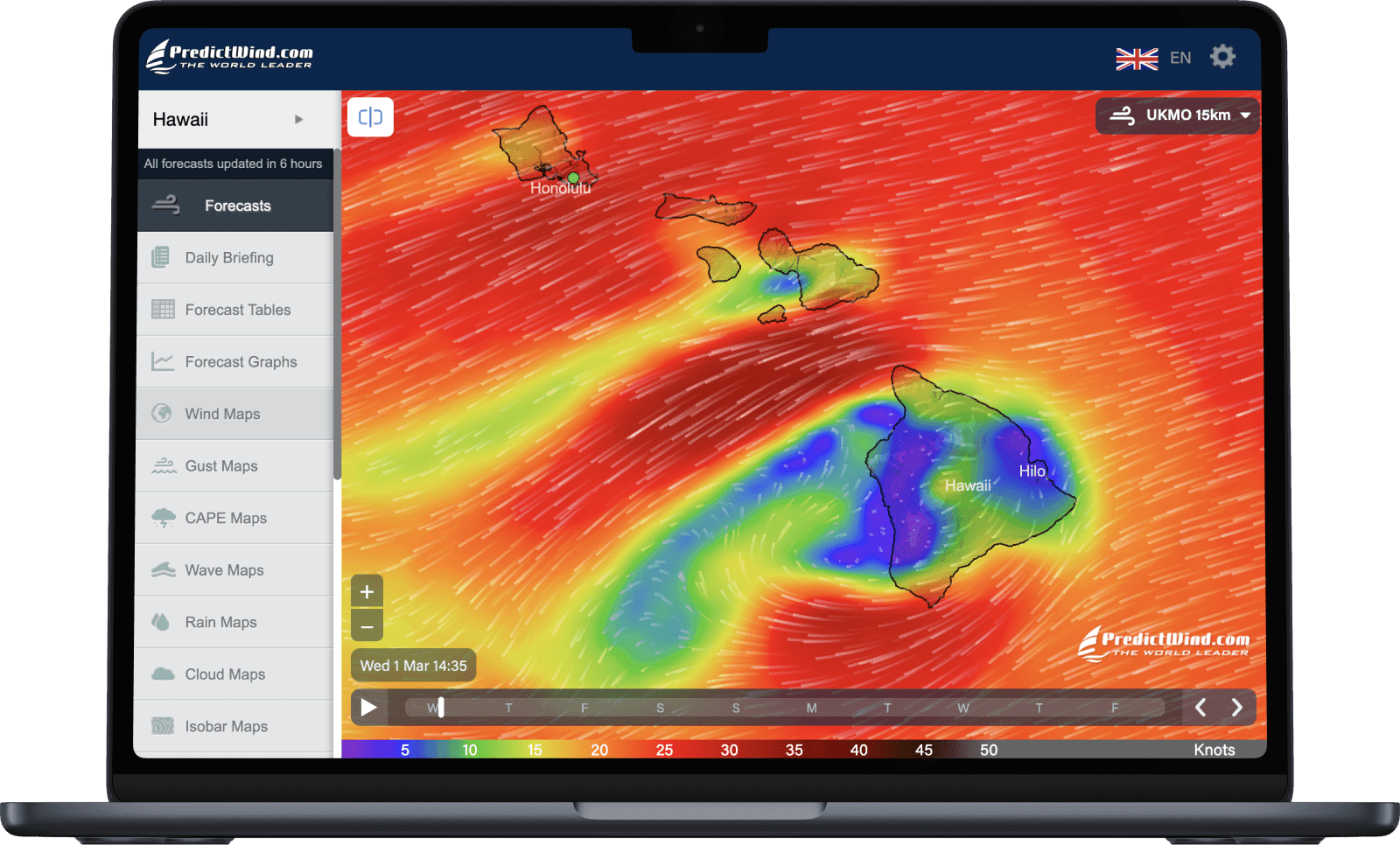 Aplicación PredictWind · PredictWind