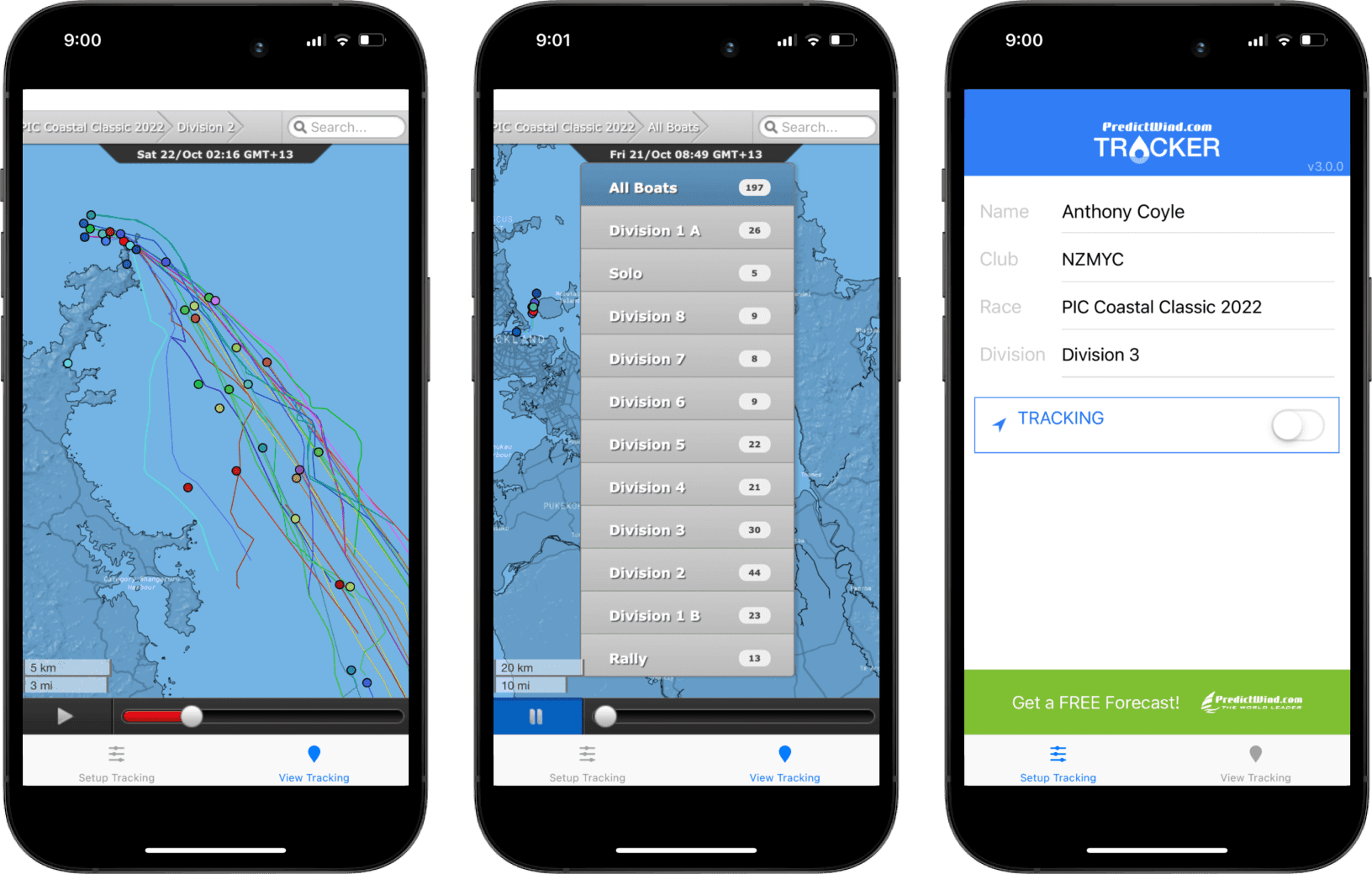 Race Tracker App · PredictWind
